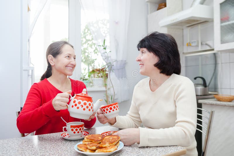 Mature Girlfriends Talking Over Tea Stock Photos - Free & Royalty-Free ...