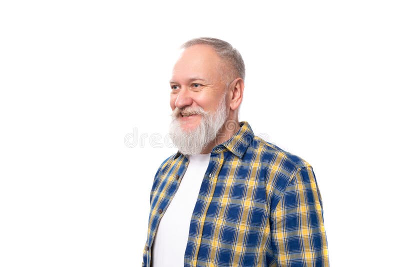 Well Groomed 60s Middle Aged Gray Haired Retired Man With A Mustache
