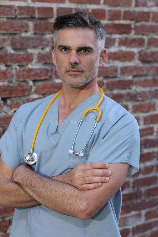 Mature Handsome Doctor Portrait Isolated Stock Photo - Image of gray ...