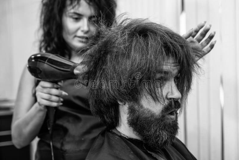 Mature Hipster with Beard at Hairdresser. Brutal Hipster with Moustache ... Mature Hipster with Beard at Hairdresser. Brutal Hipster with Moustache ...