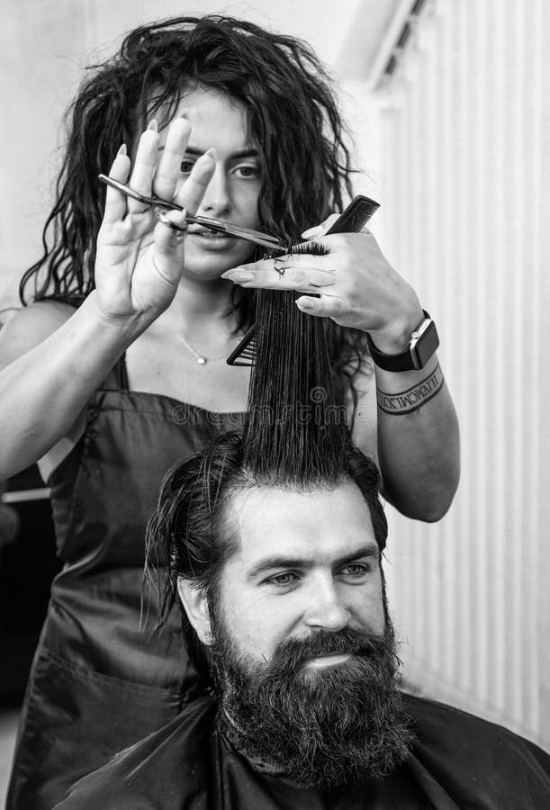 Mature Hipster with Beard and Moustache Care His Hair in Barbershop ... Mature Hipster with Beard and Moustache Care His Hair in Barbershop ...