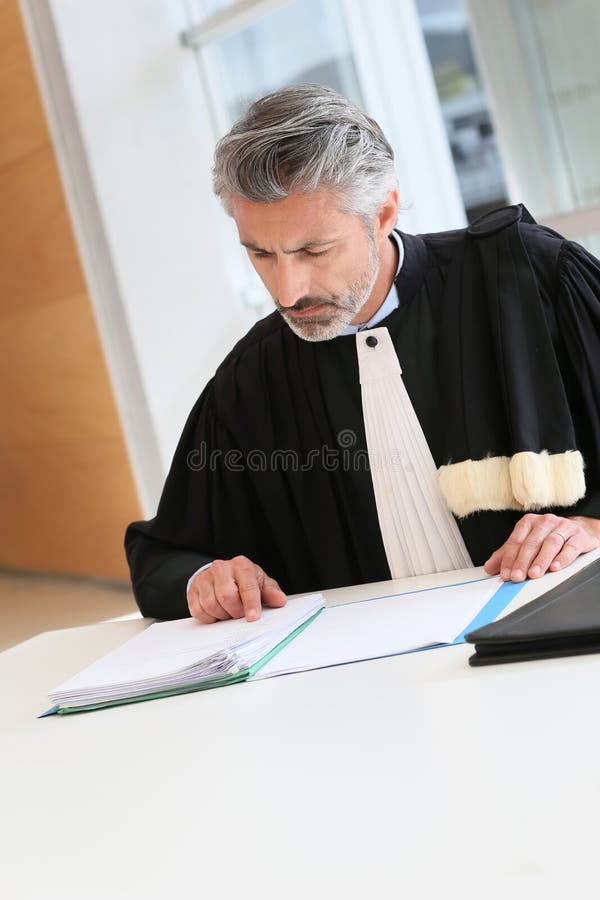Mature Lawyer Reading Judge S Report Stock Photo - Image of courthouse ...