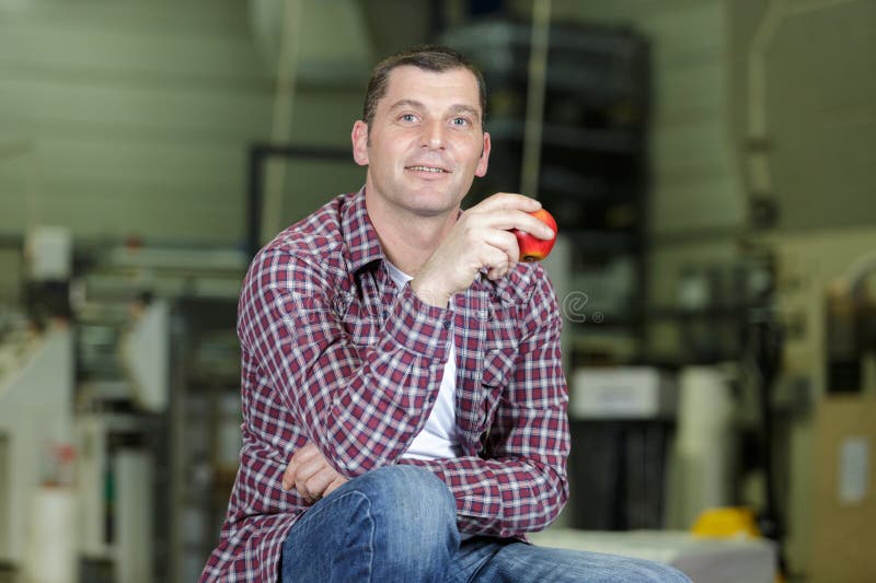 Mature Male Factory Worker on Break Stock Image - Image of work ...