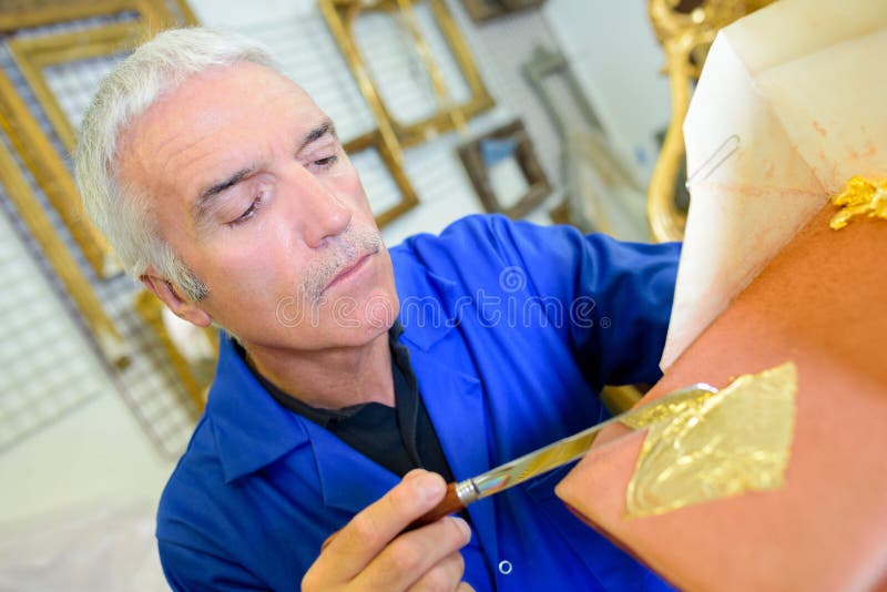Mature Male Goldsmith Making Frame Maker Stock Image - Image of ...