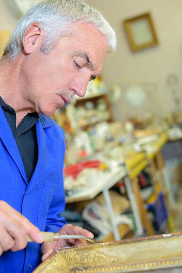 Mature Male Goldsmith at Work Stock Photo - Image of carve, workshop ...