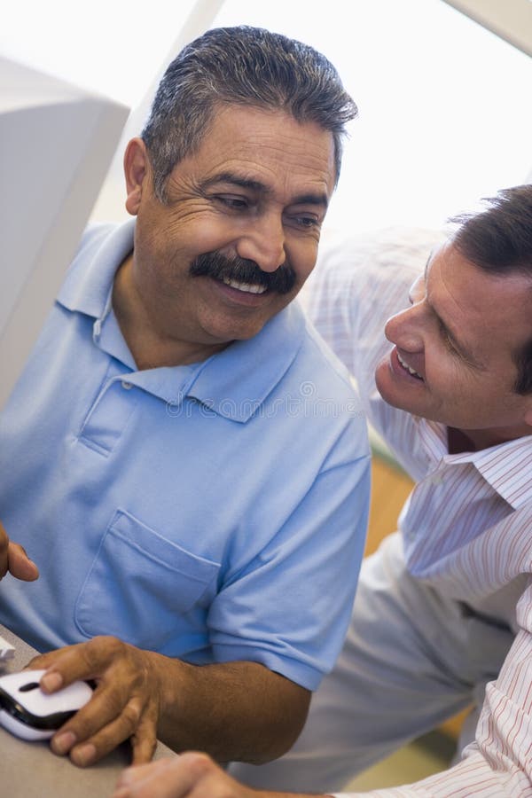 Mature Male Student Learning Computer Skills Stock Photo - Image of ...