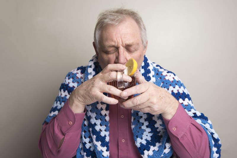 Horizontal Image of a Mature Man with a Cold Stock Photo - Image of ...