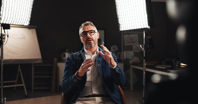 Mature Man, Discussion and Screen with Interview for Talk, Design ...