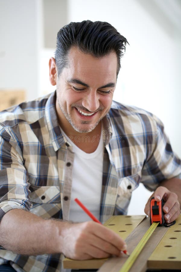 Mature Man Doing Home Renovation Stock Image - Image of renovation ...