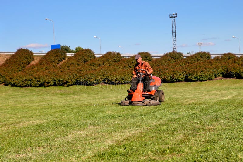 Lawn mowing stock photo. Image of green, lawn, mower, tree - 933496