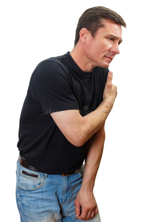 Mature Man Has an Attack of Shoulder Pain Stock Photo - Image of ...