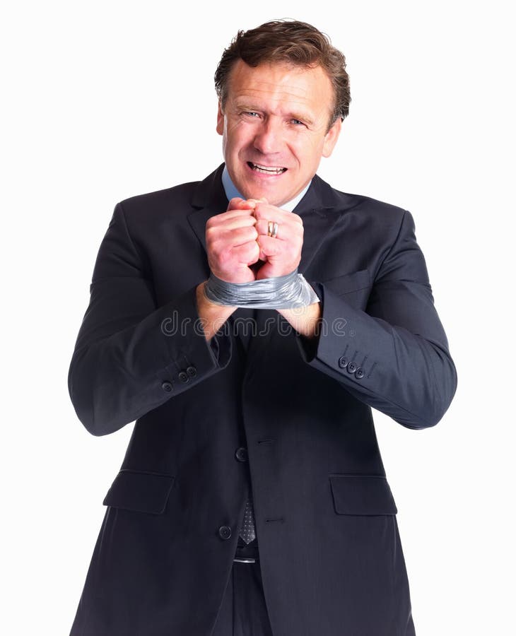 Mature Man with His Hands Tied Together Stock Photo - Image of ...