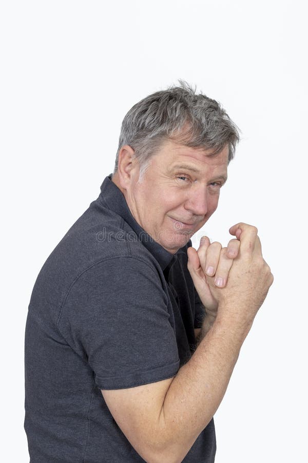 Mature Man Making a Joke and Laughs Stock Photo - Image of happy, hands ...