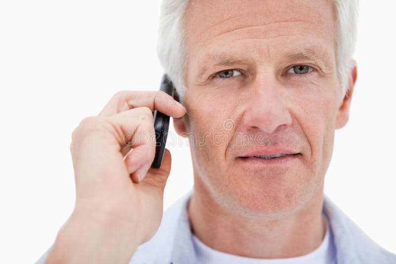 Mature Man Making A Phone Call Stock Image - Image of smart, mobile ...