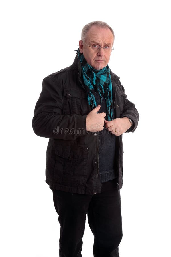 Mature Man Putting His Jacket on Stock Image - Image of male, clothes ...