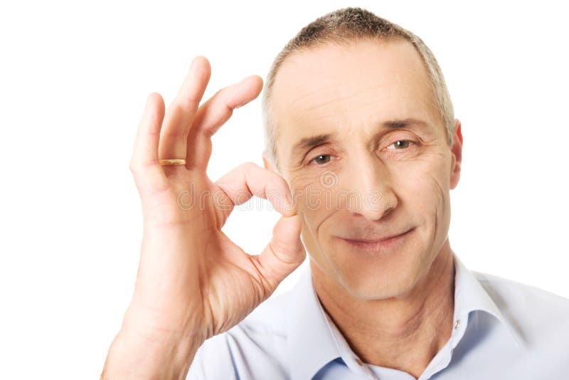 Mature Man Showing Perfect Sign Stock Image - Image of handsome, adult ...