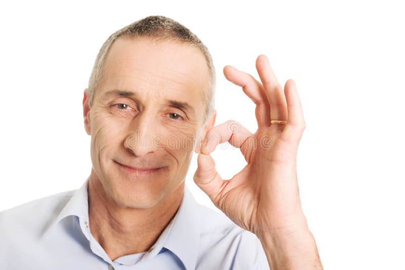 Mature Man Showing Perfect Sign Stock Image - Image of gesture, male ...