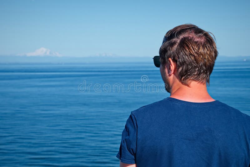 Man Standing on the Deck of the Ferry Stock Photo - Image of ocean ...