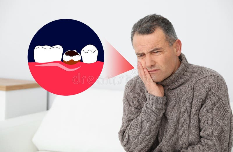 Mature Man Suffering from Acute Toothache at Home Stock Photo - Image ...