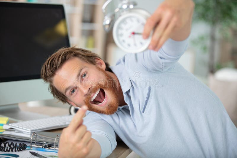 Mature Man in Suit Showing Alarm Clock Stock Image - Image of concept ...