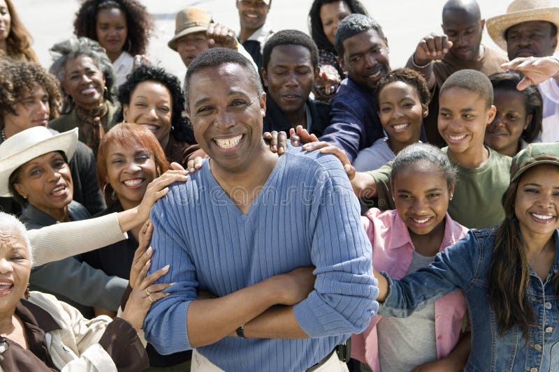 Mature Man Surrounded by People Stock Image - Image of multiracial ...