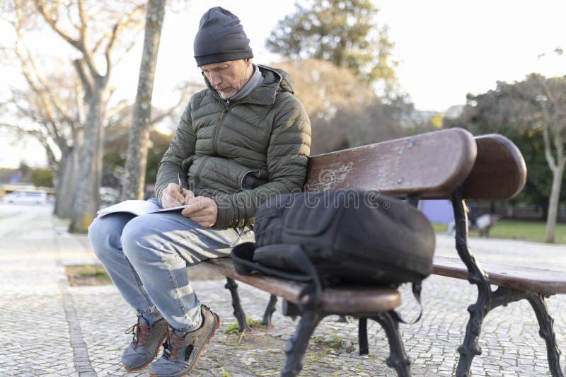Bench in the park stock photo. Image of color, wood, park - 79539652