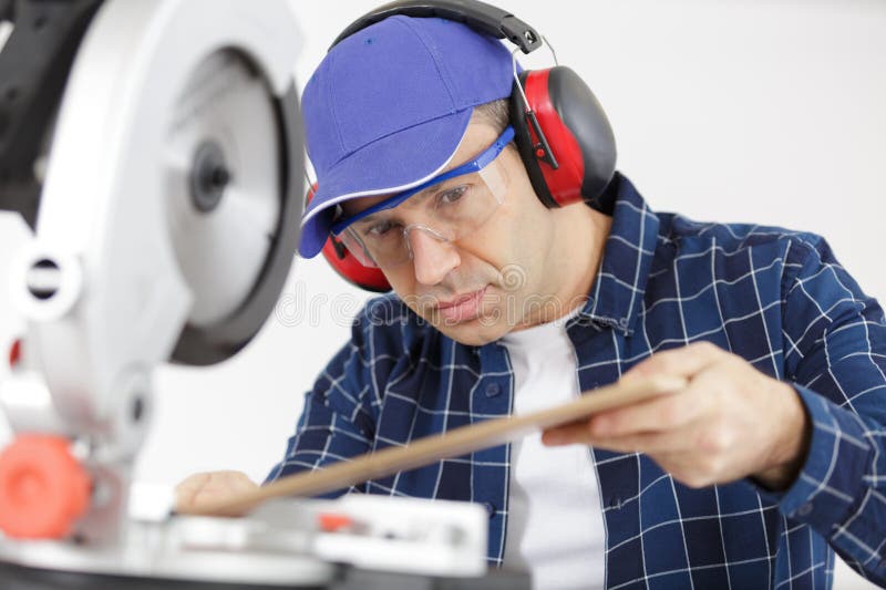 Mature Man Using Circular Saw Stock Image - Image of crafts, making ...