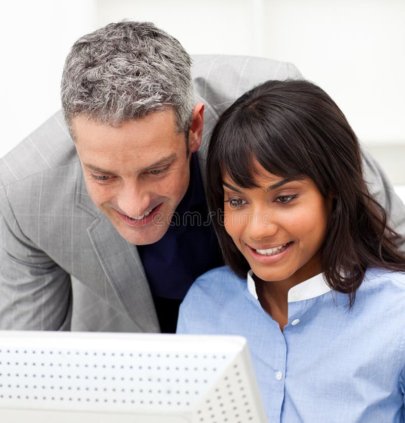 Mature Manager Checking His Employee S Work Stock Image - Image of ...