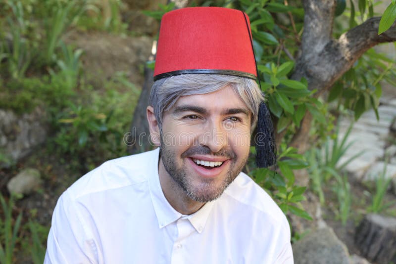 Mature Middle Eastern Man Wearing Classic Fez Hat Stock Image - Image ...