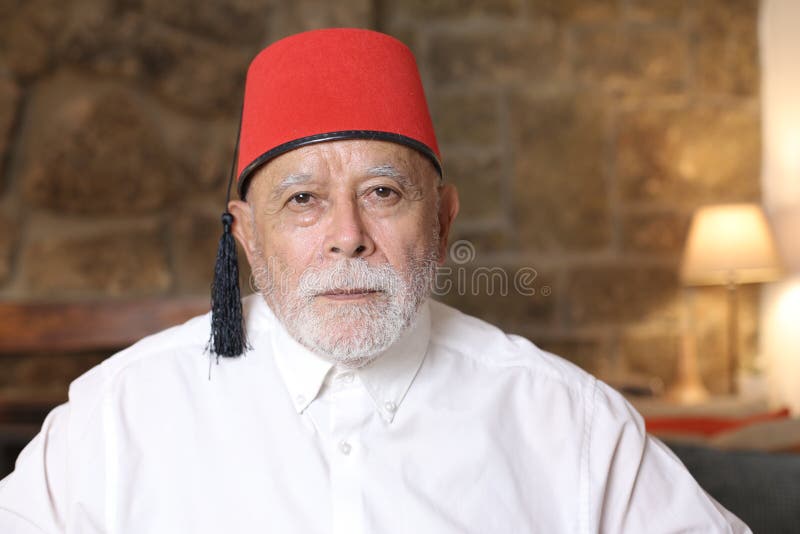 Mature Middle Eastern Man Wearing Classic Fez Hat Stock Photo - Image ...