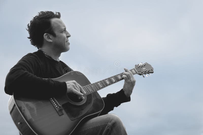 Mature musician profile stock photo. Image of cloudscape - 16505924