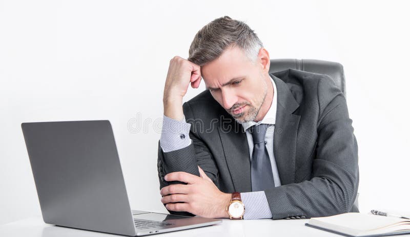 Mature Overworked Ceo Sitting in Business Office Stock Image - Image of ...