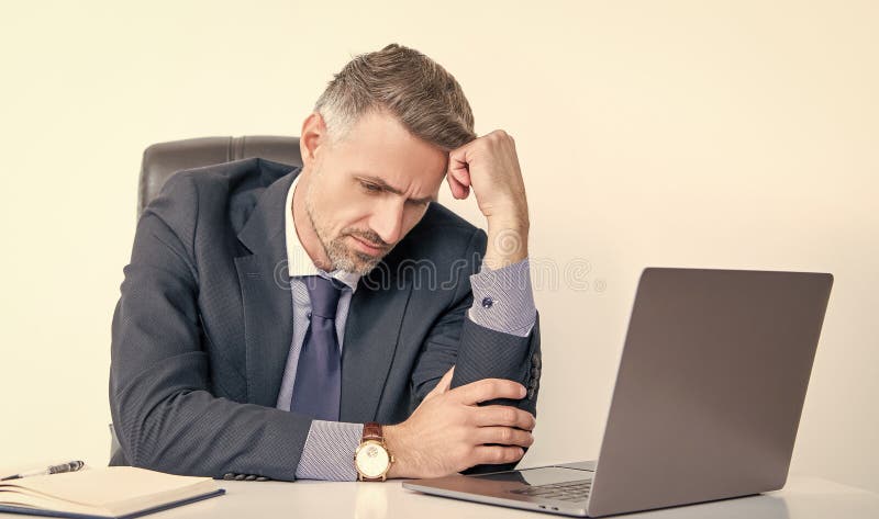 Mature Overworked Ceo Sitting in Business Office Stock Photo - Image of ...