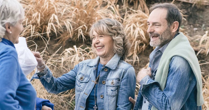 Mature People Talking Next To a Rural Path Stock Photo - Image of ...