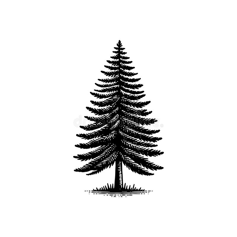 Mature Pine Tree Vintage Logo Rustic Illustration Vector Icon. Stock ...