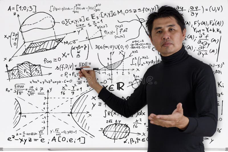 Mature Professor Teaching Mathematics To Students in Classroom. Teacher ...