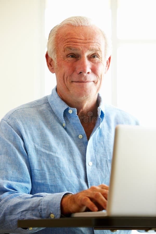 Mature Student Using Computer in Class Stock Image - Image of learning ...
