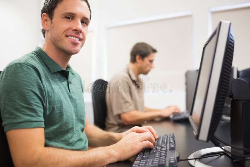Mature Students in Computer Room Stock Photo - Image of university ...