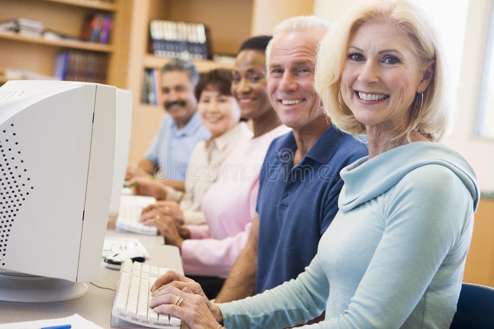 Mature Students Learning Computer Skills Stock Photo - Image of fifties ...