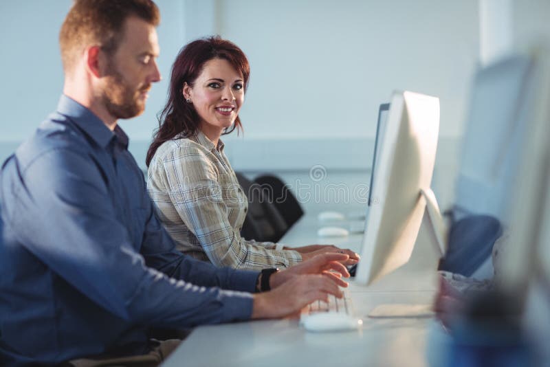 Mature Students Using Computer Stock Image - Image of electronic ...
