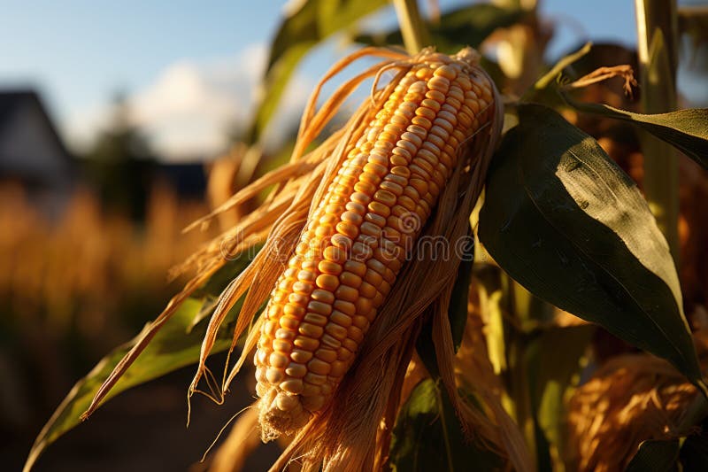 Mature Sweet Corn on the Perfect Fal Stock Illustration - Illustration ...