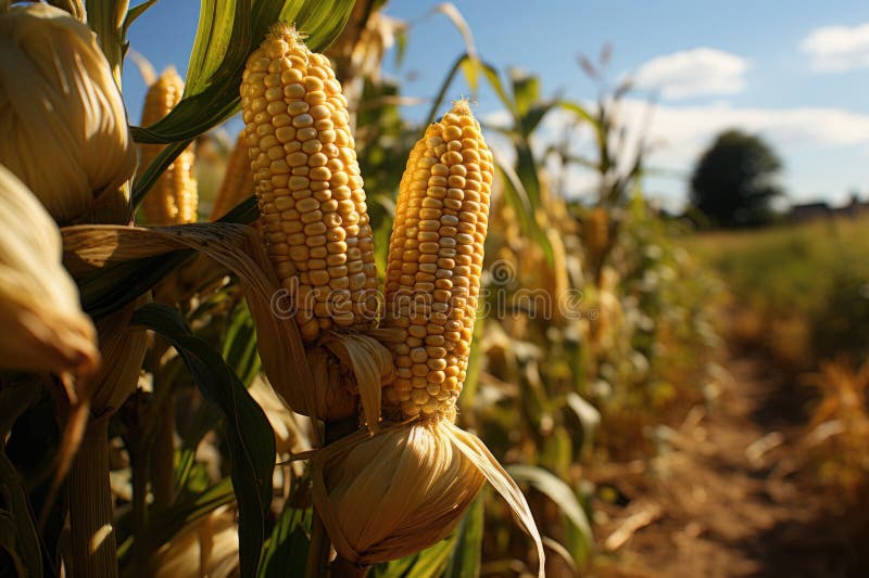 Mature Sweet Corn on the Perfect Fal Stock Illustration - Illustration ...