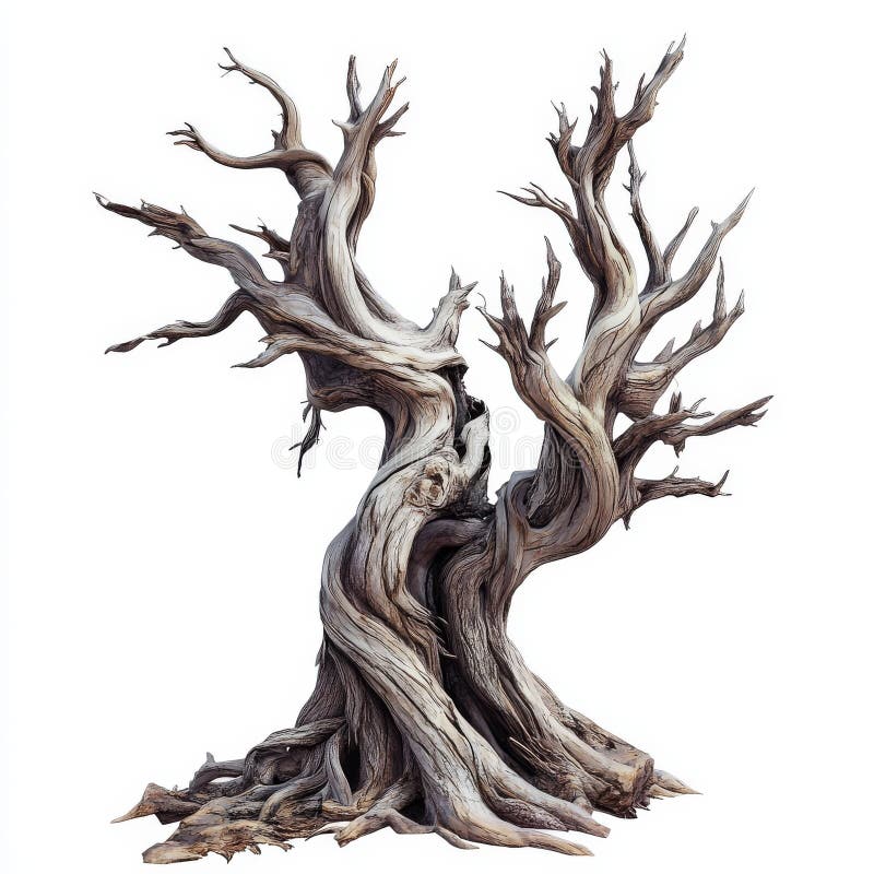 A Mature Tree with Gnarled Roots and Contorted Branches, Cut Down Stock ...