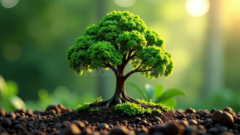 A Mature Tree Planted in the Ground Stock Photo - Image of green ...