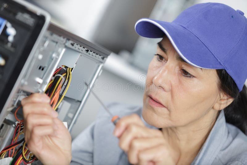 Mature Woman Checking Computer Stock Image - Image of clean, technology ...
