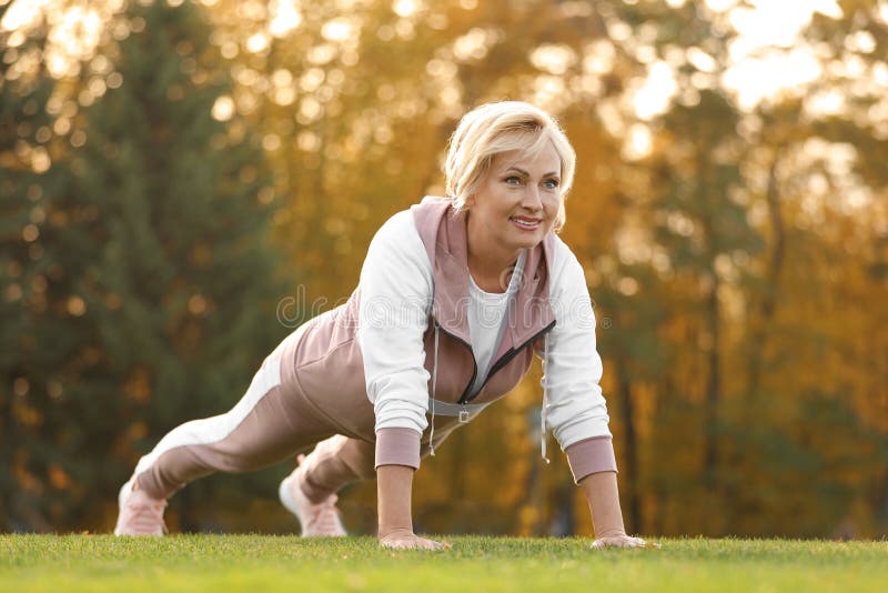 Mature Woman Doing Exercise. Active Lifestyle Stock Photo - Image of ...