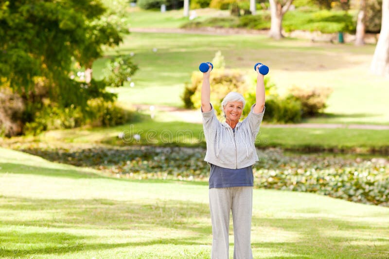 Mature Woman Doing Her Exercises Stock Image - Image of retired ...