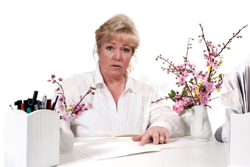 Mature Woman Explaining Paperwork Stock Photo - Image of file ...