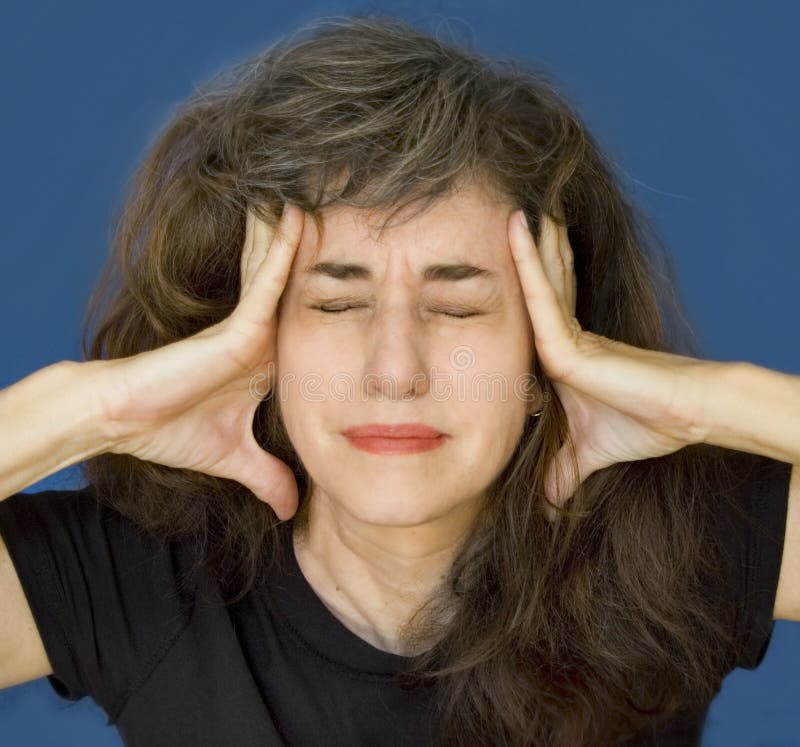 Mature woman with headache stock image. Image of squeeze - 4799269