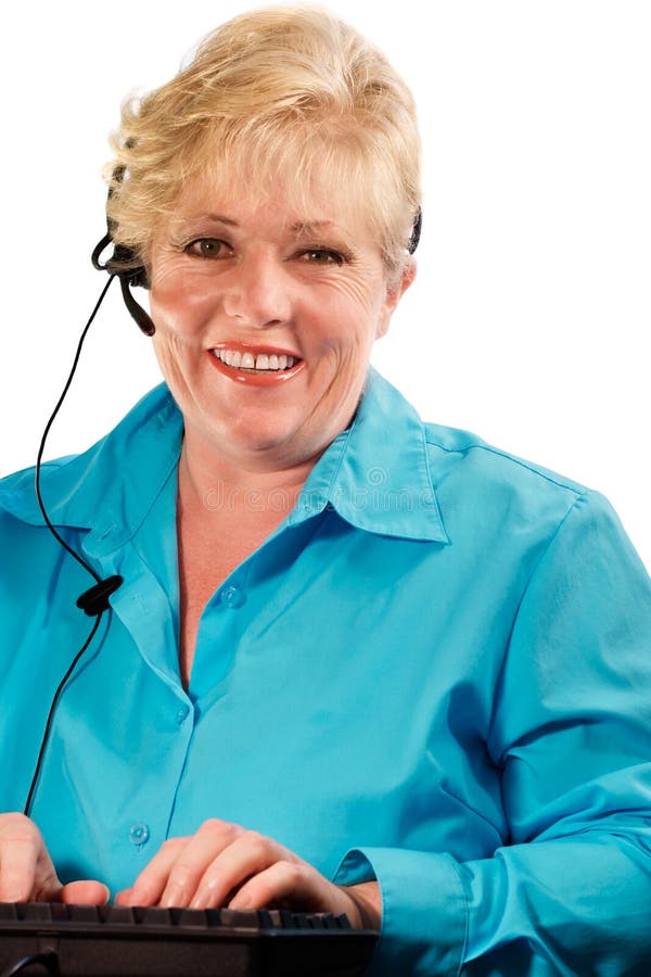 Mature Woman Phone Assistance Stock Photo - Image of assistance, office ...